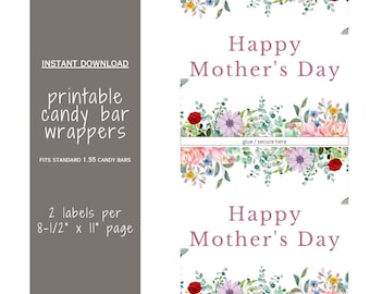 Mother's Day Chocolate Bar Wrapper Printable Candy Label, DIY Party ...