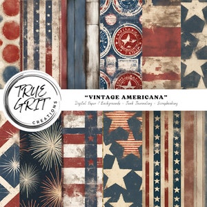 Vintage Americana Stars & Stripes Digital Paper Pack (digital Download ...