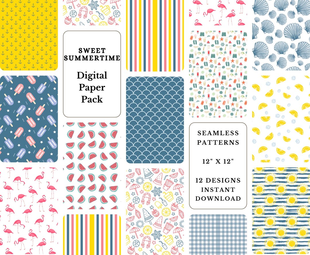 Summer Scenes Digital Paper | Summer Scrapbook Paper Pack | Summer ...