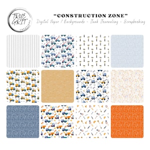 Construction Truck Digital Paper Pack: Scrapbook Patterns (digital ...