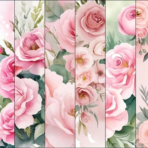 Pastel Pink Rose Watercolor Digital Paper: Scrapbook Background ...