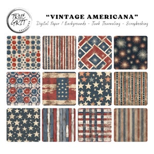Vintage Americana Stars & Stripes Digital Paper Pack (digital Download ...