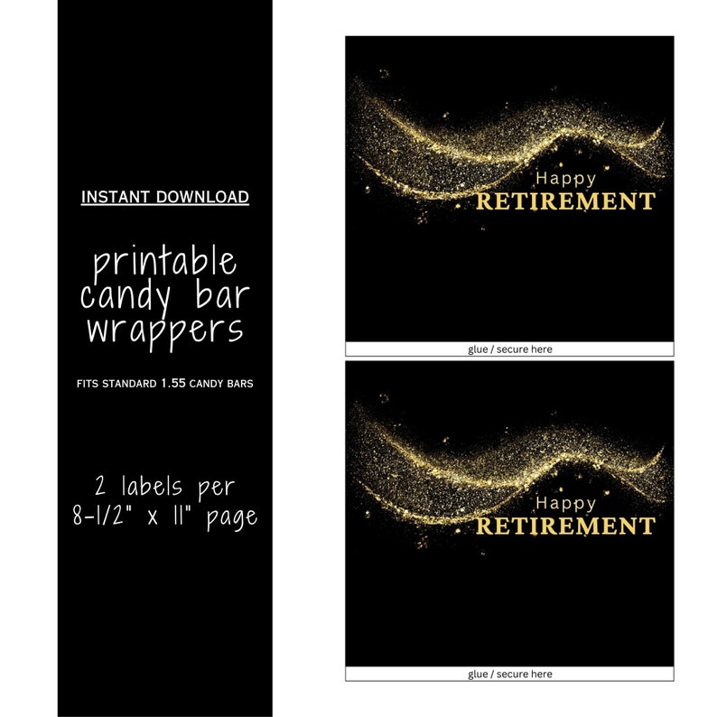 Retirement Candy Bar Wrapper Happy Retirement Favors Printable - Etsy