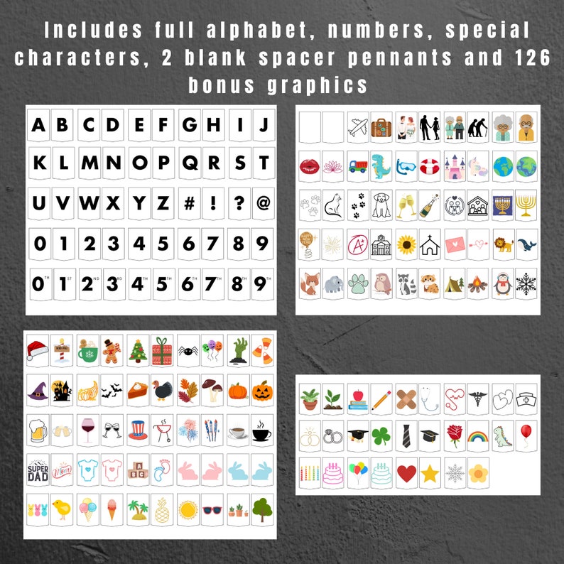Custom Printable Banner: Alphabet, Numbers, Graphics (digital Download ...