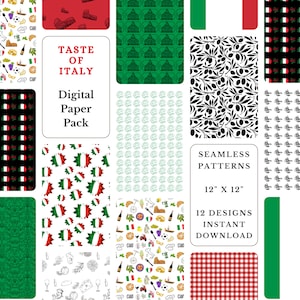 Italy Themed Digital Paper Pack: Seamless Scrapbook Patterns (instant ...