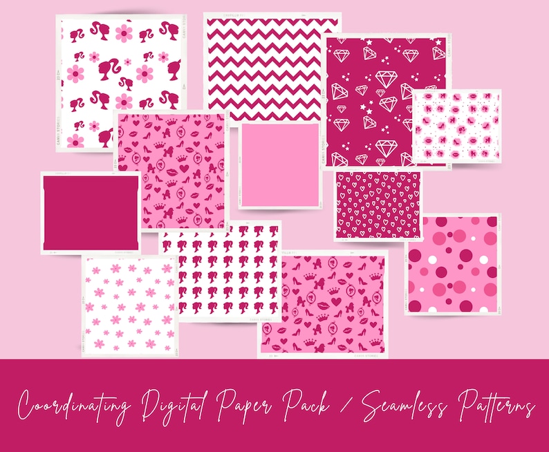 Fashion Doll Digital Paper Pack Barbie Seamless Patterns Instant ...