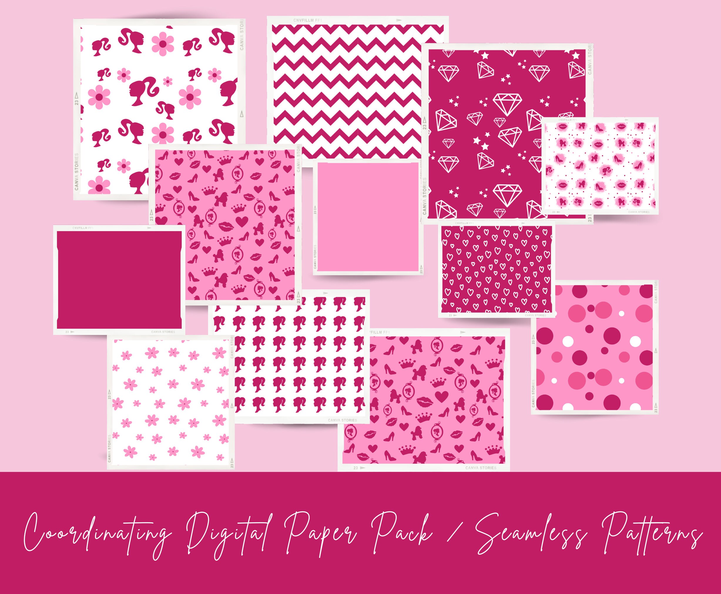 Fashion Doll Digital Paper Pack Barbie Seamless Patterns Instant ...