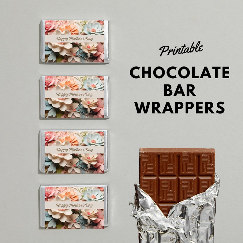 Mother's Day Floral Candy Bar Wrapper: Printable Chocolate Label ...