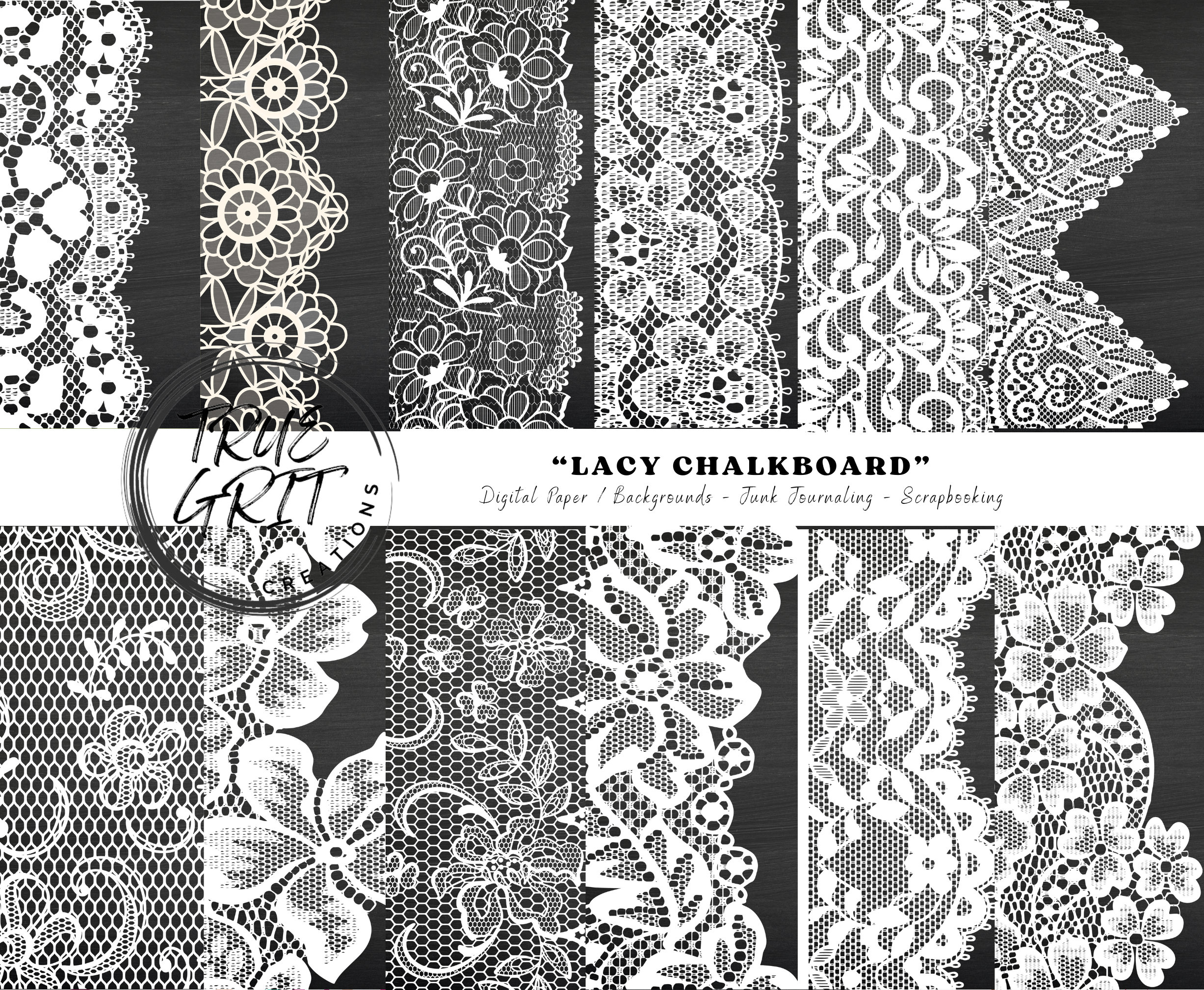 Lace and Chalkboard Digital Paper Pack: Wedding Designs (digital ...