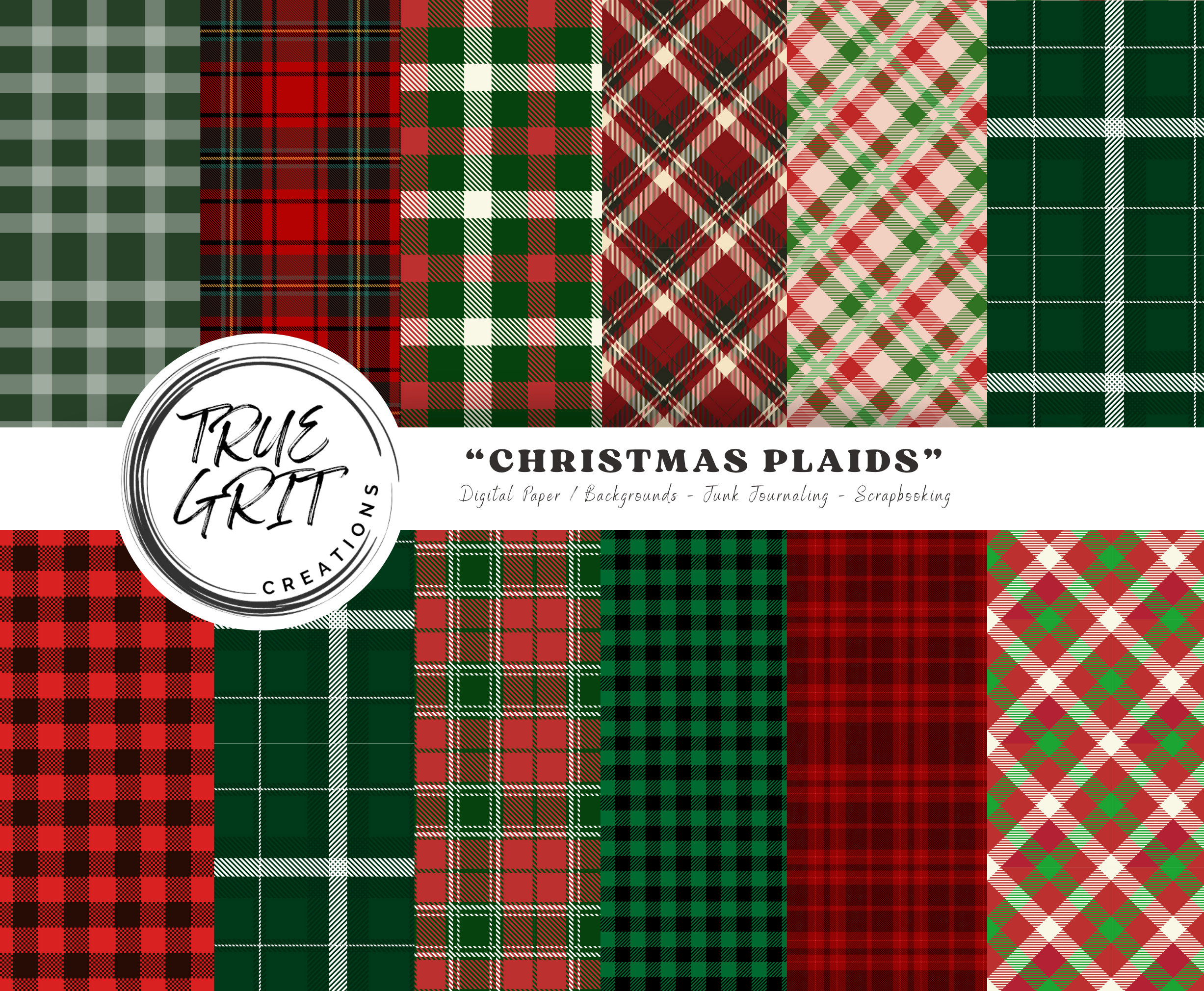 Christmas Plaid Digital Paper Pack: Seamless Tartan Patterns (digital ...
