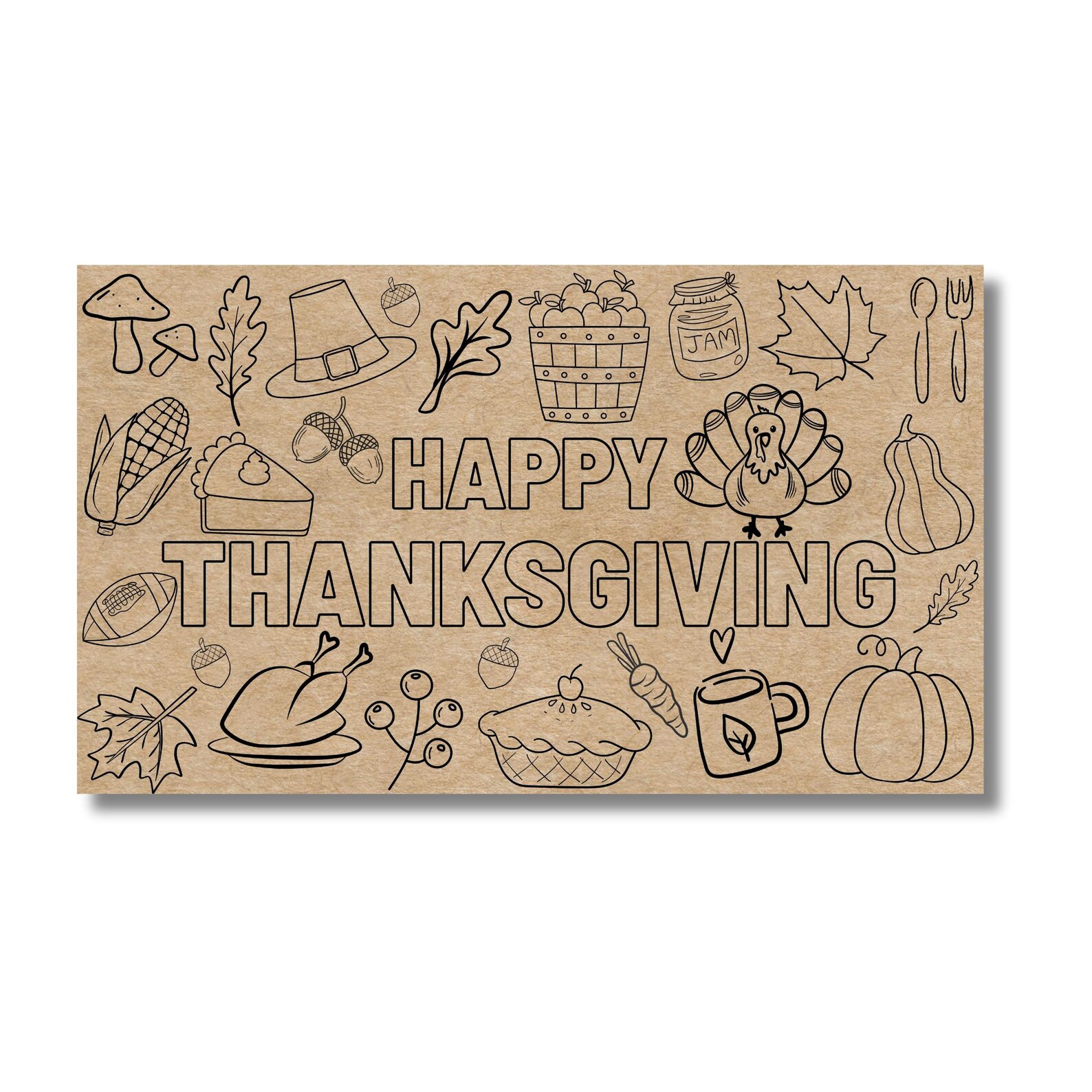 Thanksgiving Coloring Banner Template: Doodle Page (digital Download ...