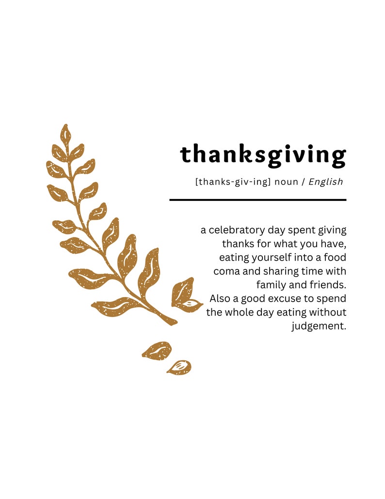 Thanksgiving Definition Printable | Definition Wall Art | Friendsgiving ...