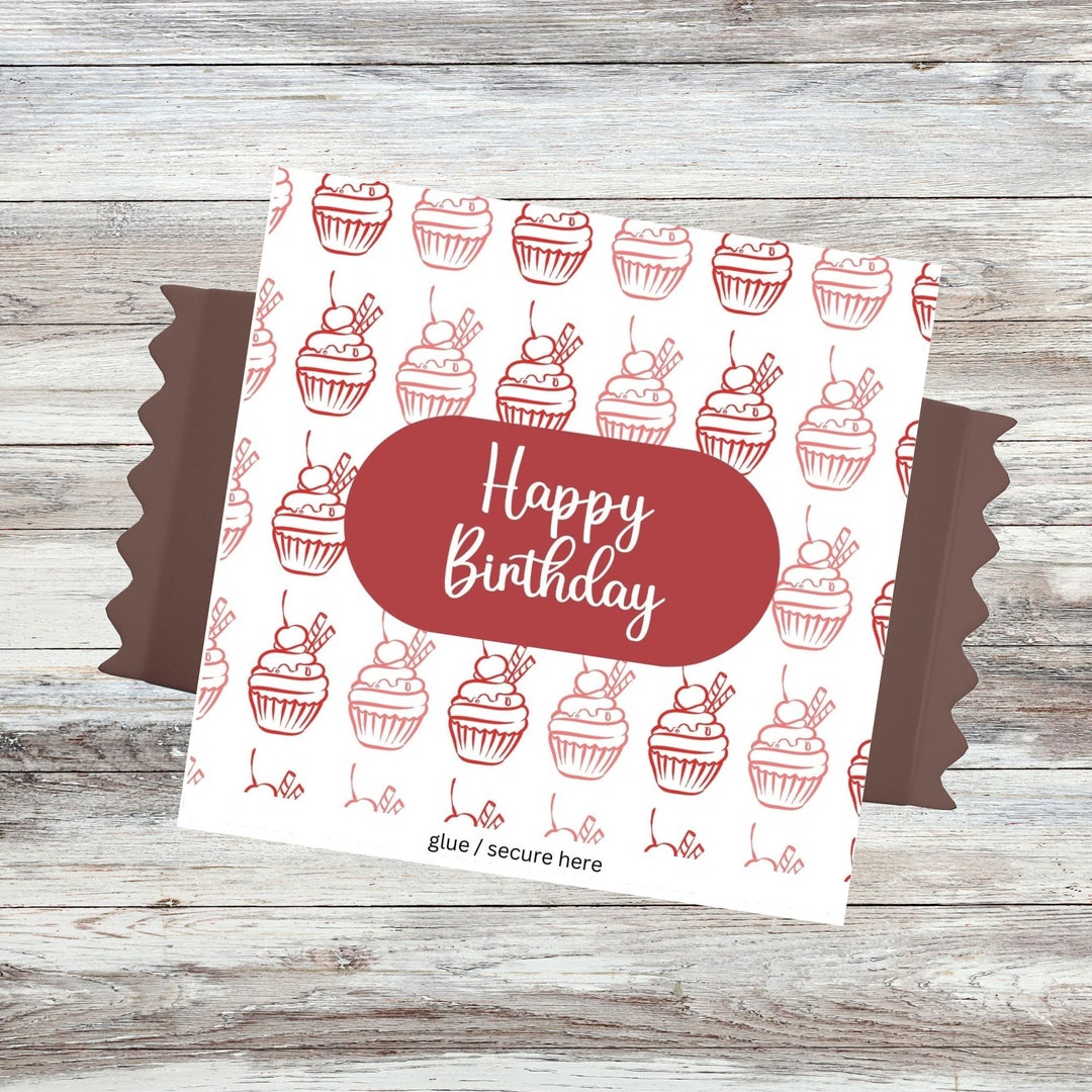 Happy Birthday Candy Bar Wrapper Printable Candy Wrapper Pink Red ...
