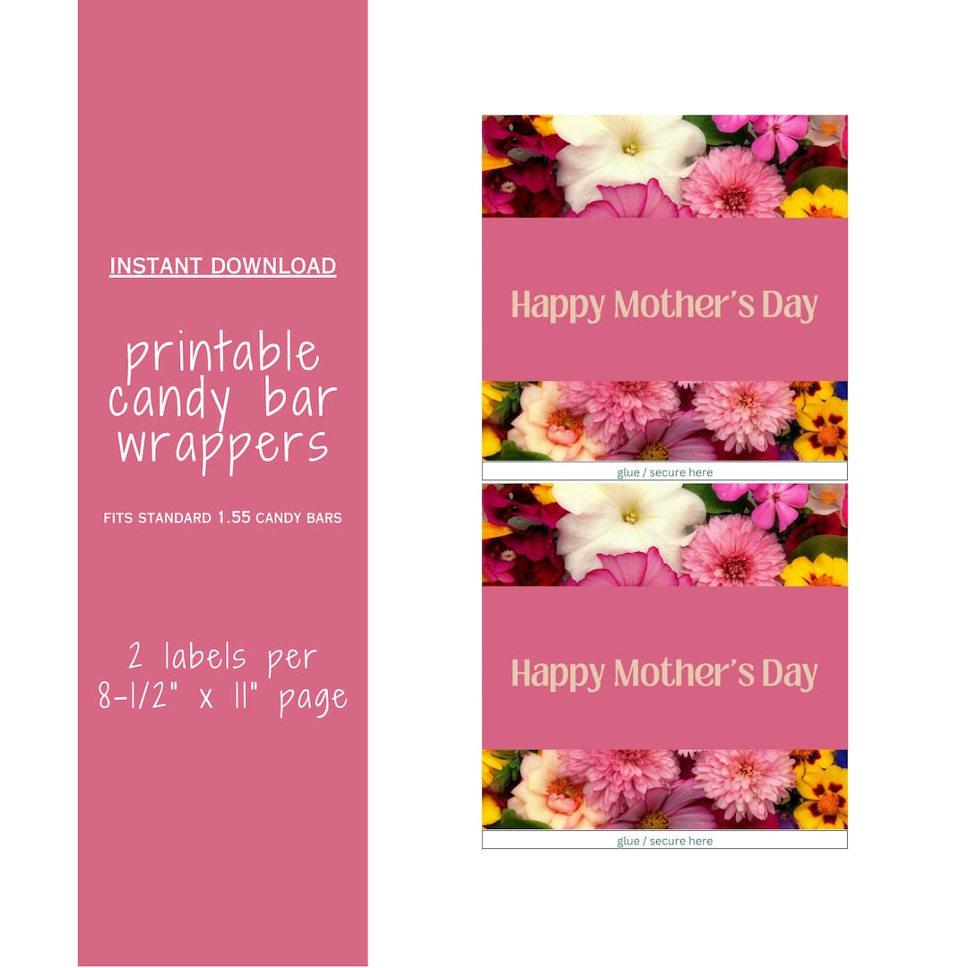 Chocolate Bar Wrapper | Printable Candy Wrapper | Mother's Day ...