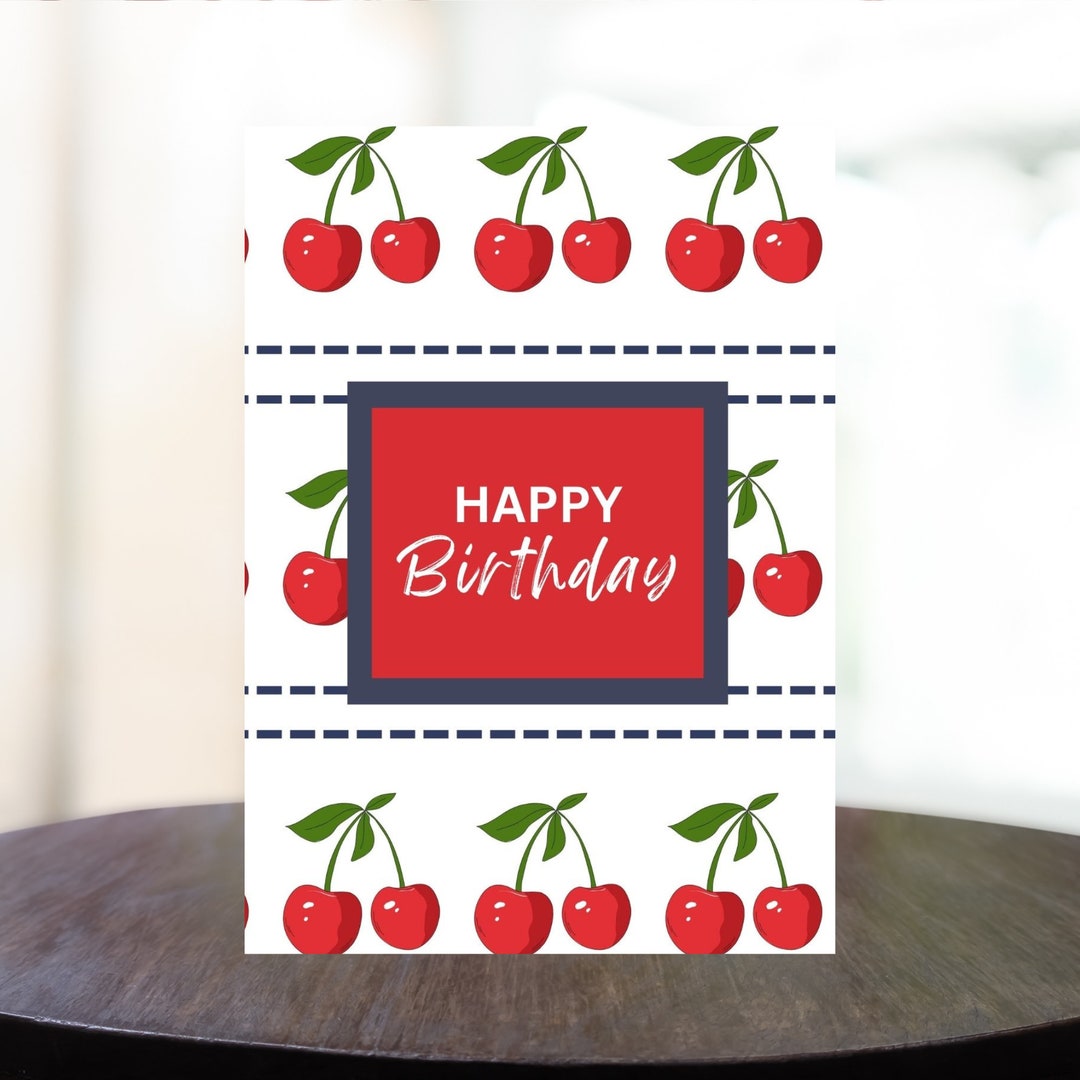 Cherry Birthday Card: Printable 5x7 Card (digital Download) - Etsy