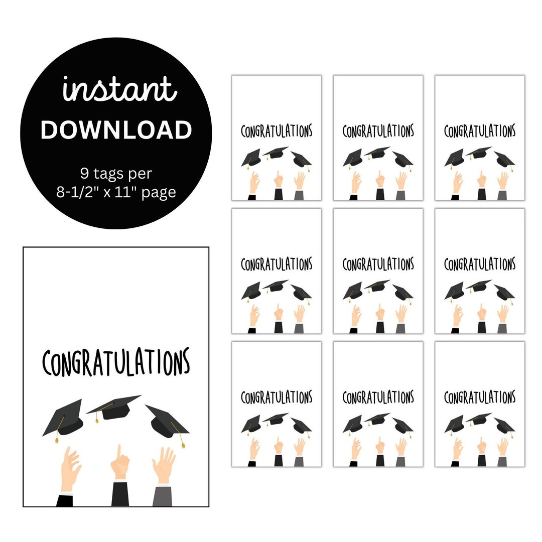 Graduation Gift Tags Printable Gift Tags Congratulations Graduate ...