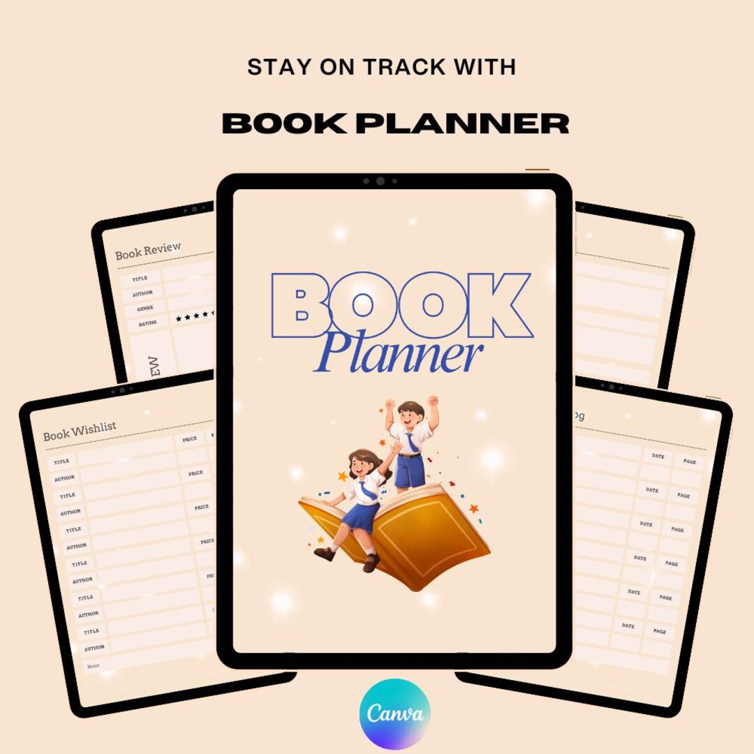 Printable Book Planner PDF for Readers With Logs, Reviews, Wishlist ...