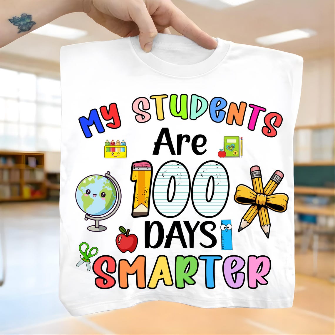 My Students Are 100 Days Smarter Png, Teacher 100th Day of School T ...
