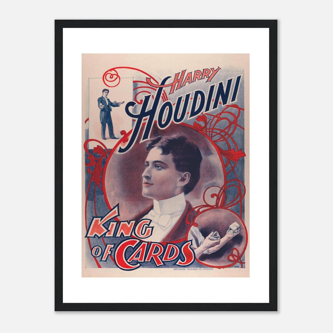 Harry Houdini - King of Cards Poster - Framed Art Print - Etsy