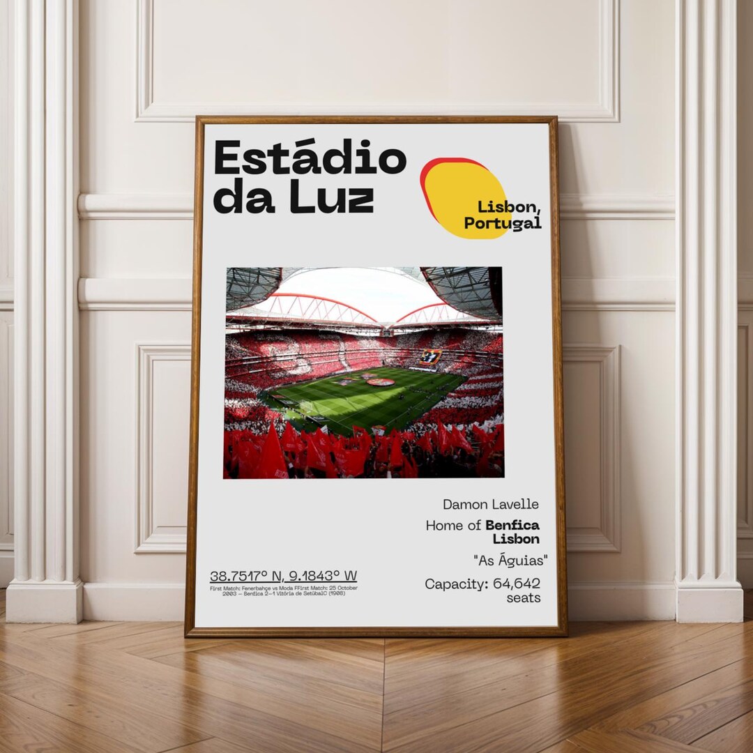 Stadium Poster, Estadio Da Luz, Benfica Lisbon, Soccer Wall Art, Sports ...