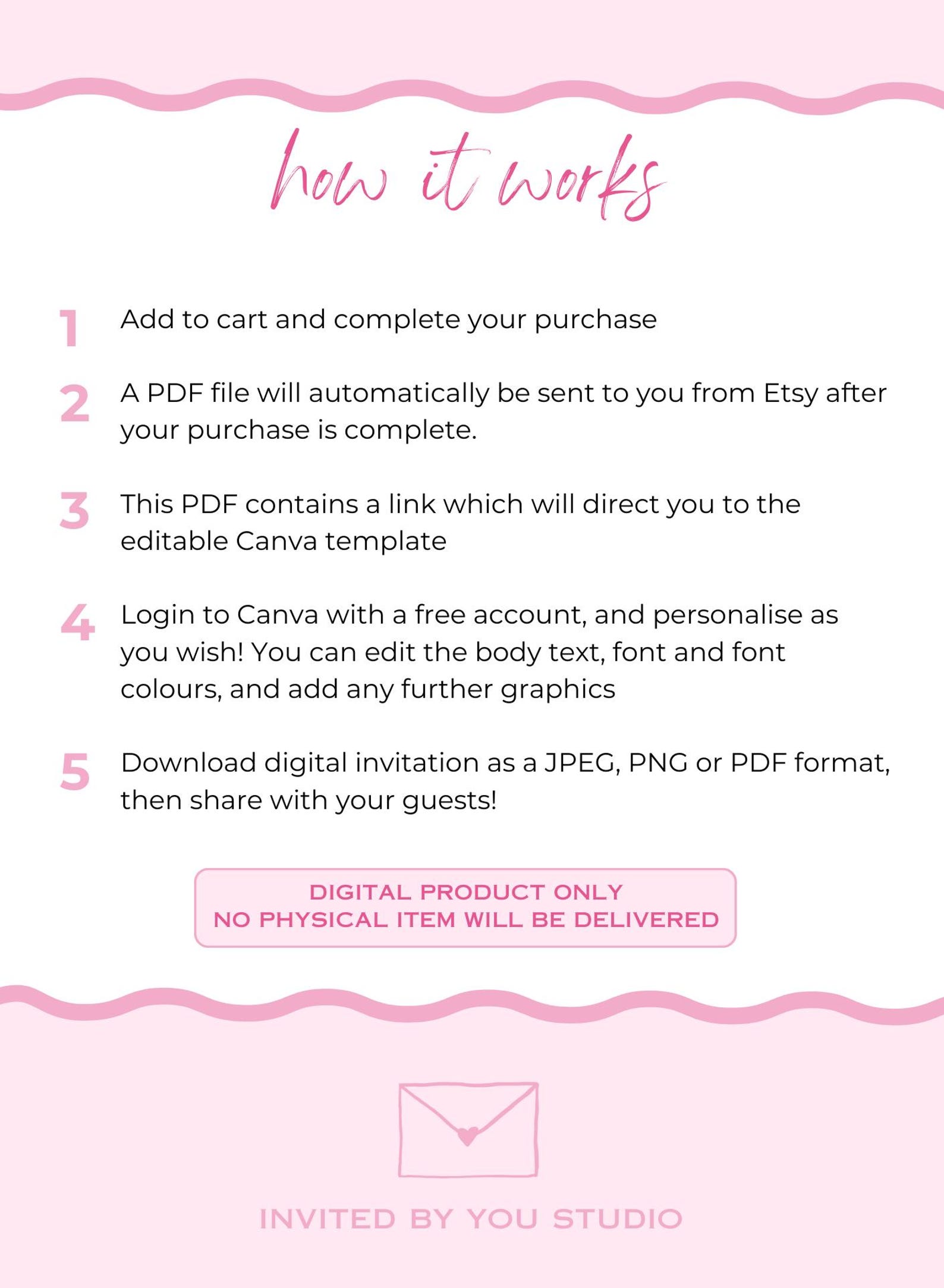 Girl’s Birthday Invitation - Editable Canva Template | Instant Download ...