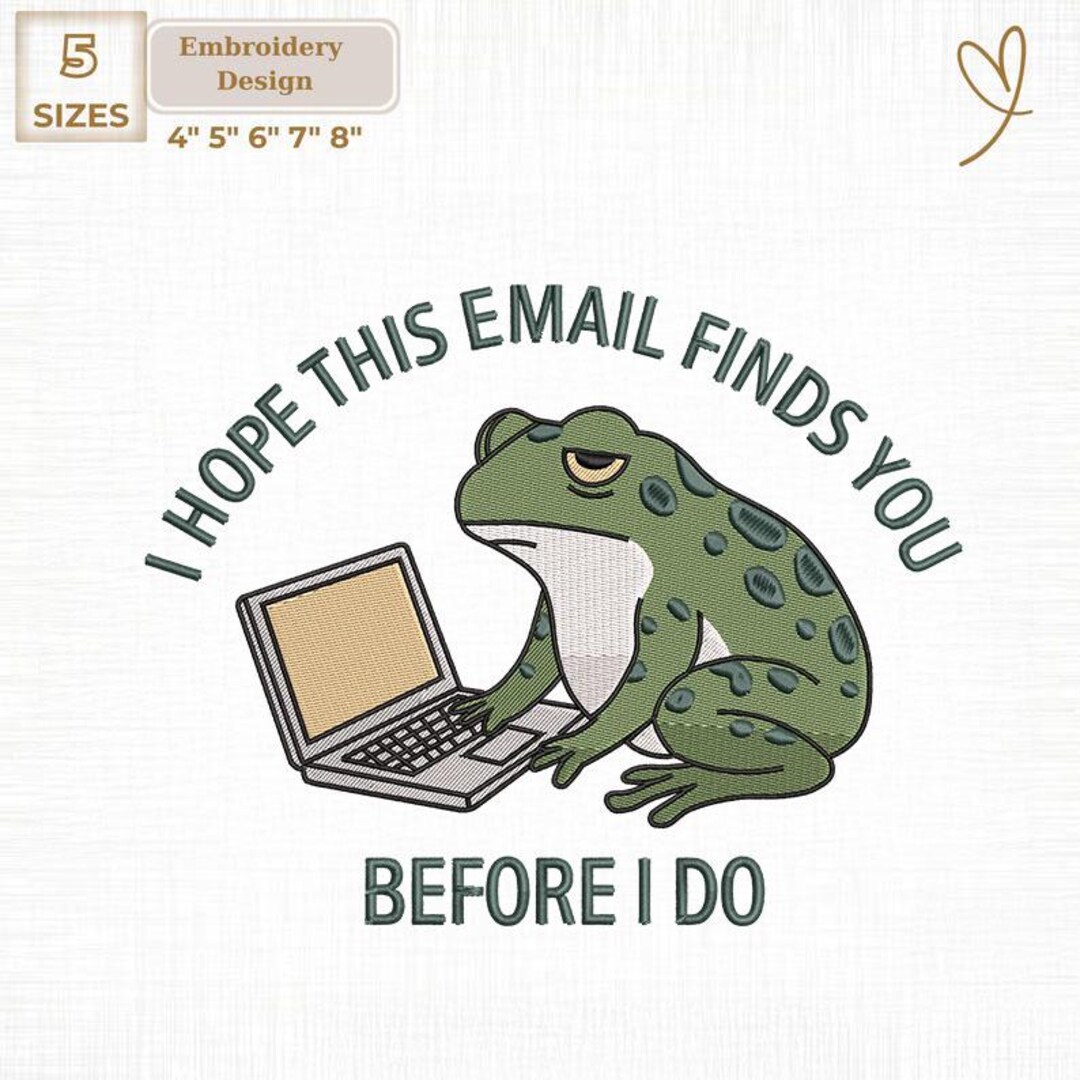 Grumpy Frog Work Email Embroidered File, Corporate Fatigue (instant ...