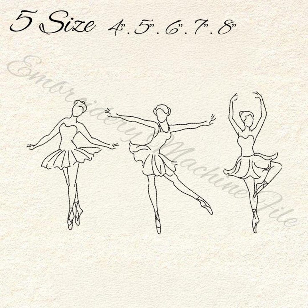 Ballet Machine Embroidery File, Minimalist Ballerina Digital, Instant ...