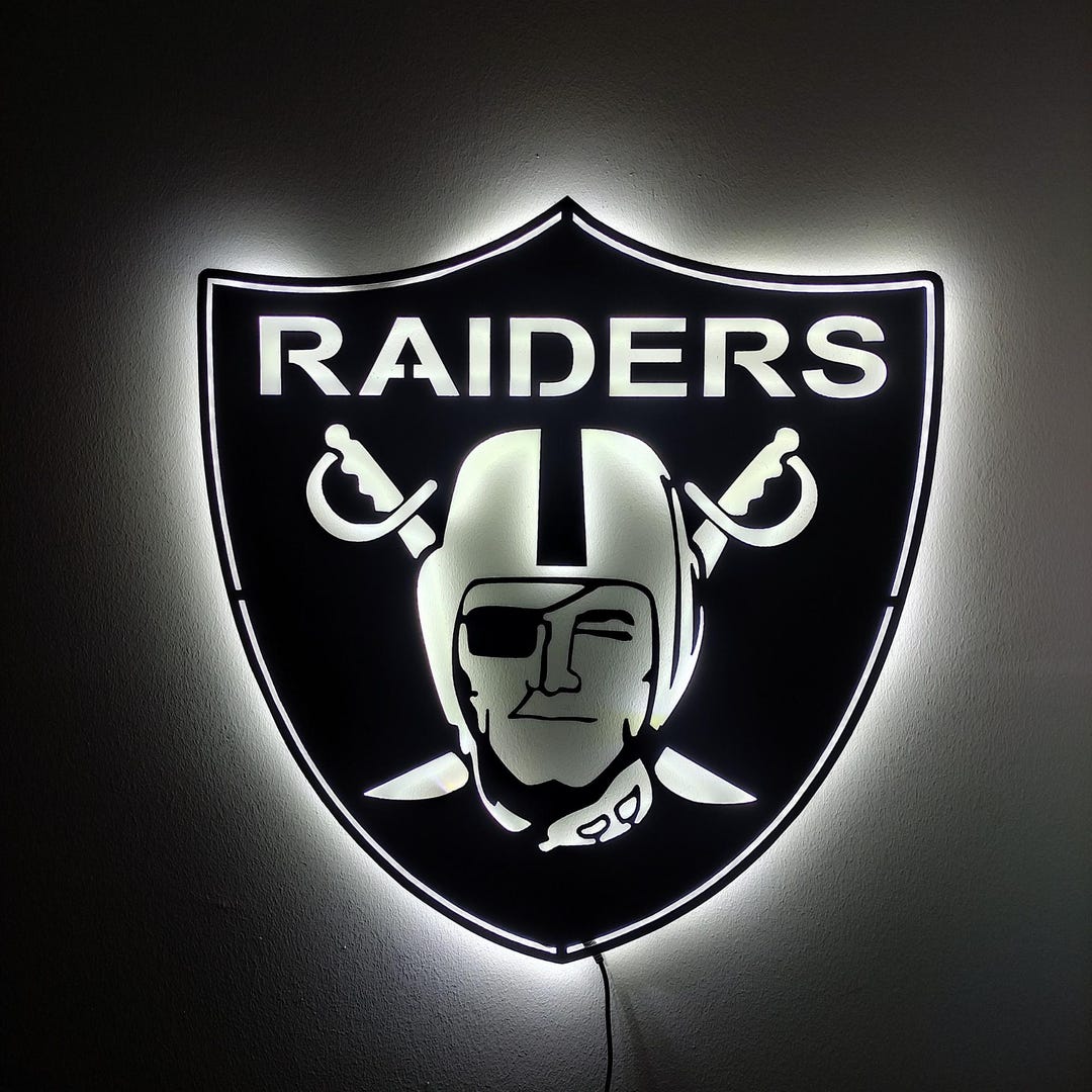 Las Vegas Raiders Lighted Metal Sign, NFL Wall Art for Fan Cave, Las ...