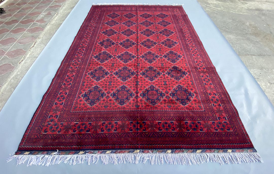 Royal Red Afghan Gul Rug 9.9 X 6.7 Ft (302 X 204 Cm)” - Etsy