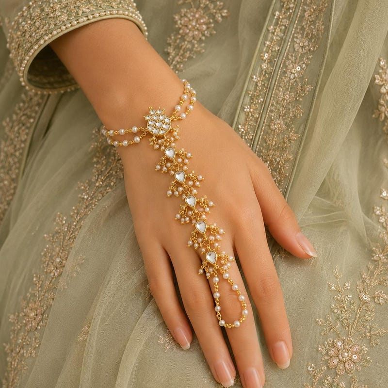Gold Kundan Hathphool - Etsy