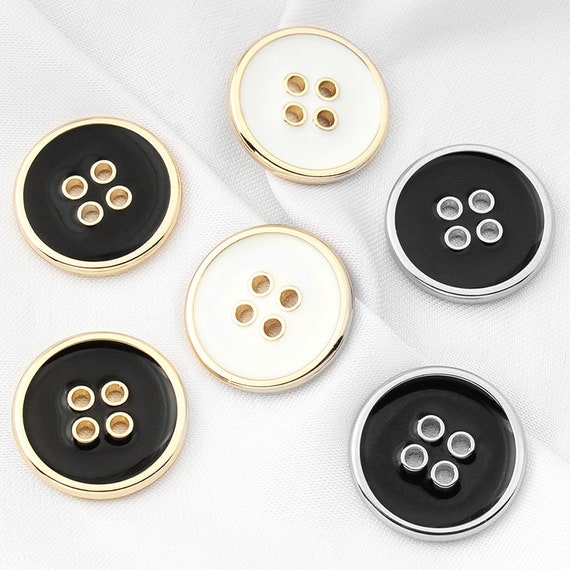 6Pcs 11.5-25mm Gold/Black/Gun Black Metal Hole Buttons for Shirts Suits ...
