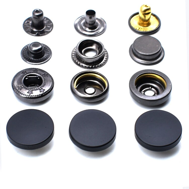 Snaps 10Pcs 10-30mm Matte Black Plain Plane Flat Snaps Fasteners Metal ...