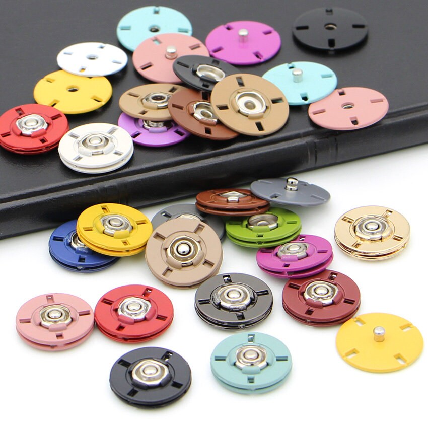 Snaps 10Pcs 10-30mm Matte Black Plain Plane Flat Snaps Fasteners Metal ...