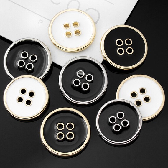 6Pcs 11.5-25mm Gold/Black/Gun Black Metal Hole Buttons for Shirts Suits ...