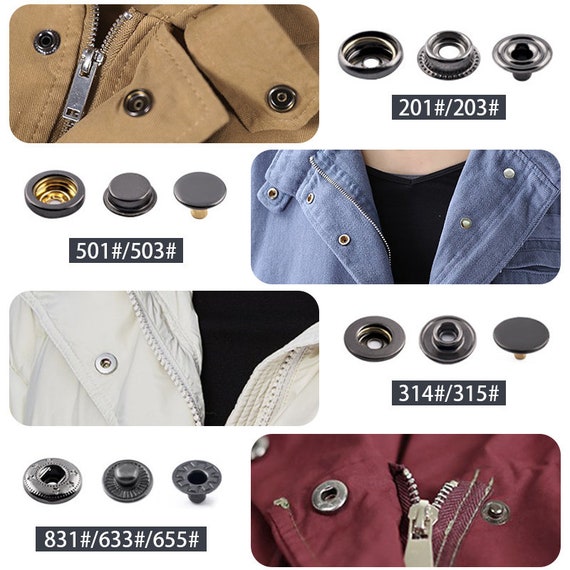 Snaps 10Pcs 10-30mm Matte Black Plain Plane Flat Snaps Fasteners Metal ...