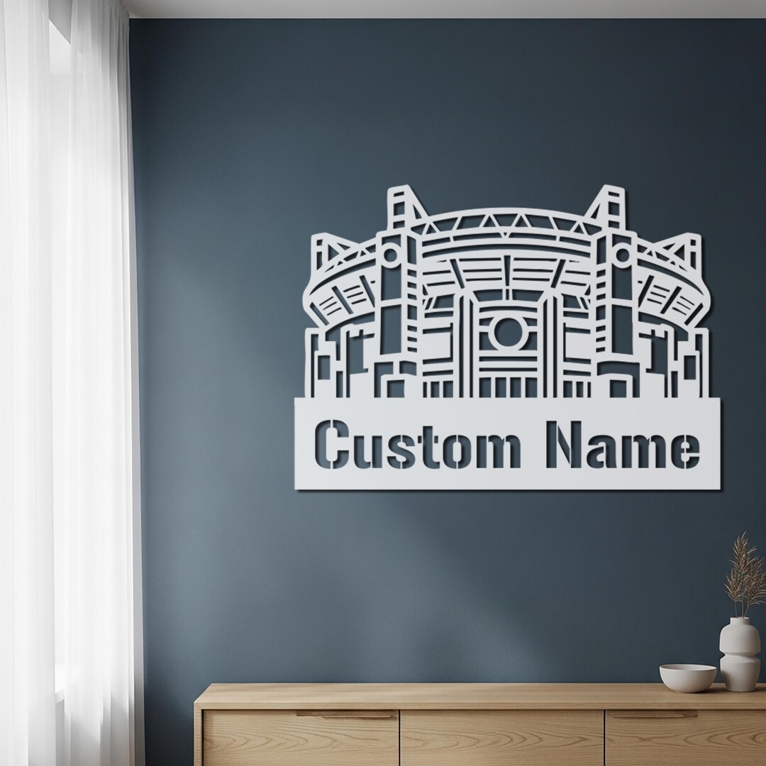 Custom Name Art, Stadium Metal Wall Art, Personalized Sports Sign, Man ...