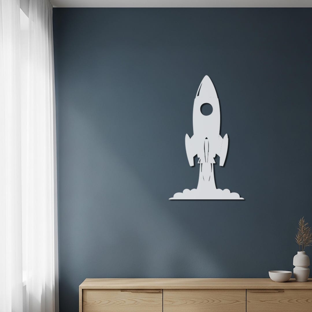 Rocket Metal Wall Art, Kids Room Space Decor - Etsy