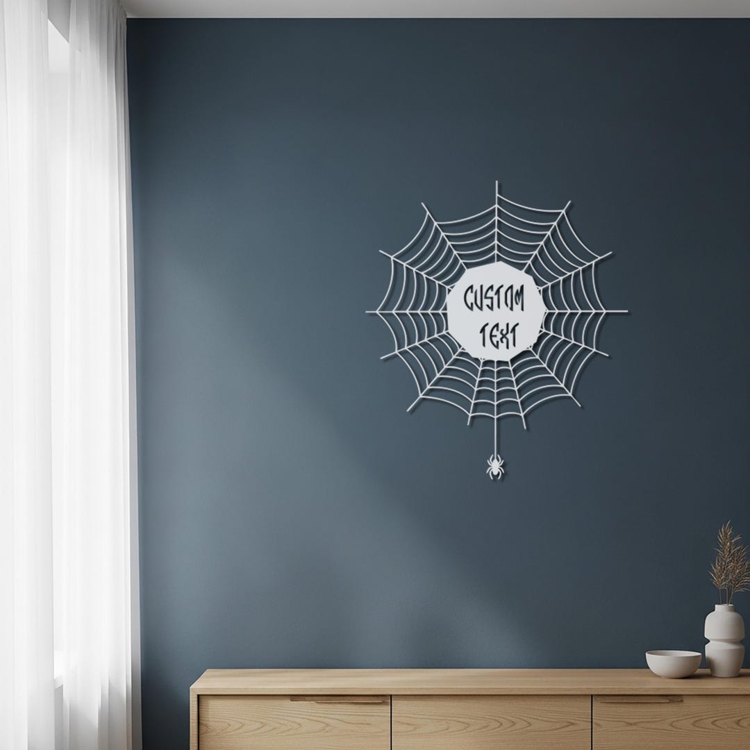 Spider Web Metal Wall Art, Custom Text Halloween Decor, Personalized ...
