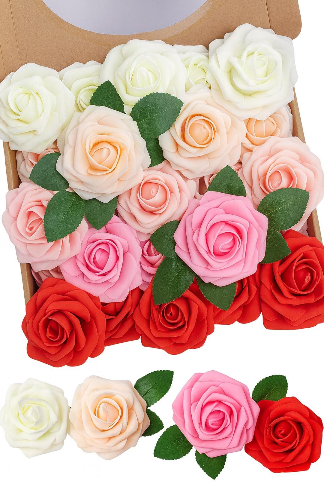 25 Real Touch Red Roses – Latex Foam Faux Flowers for DIY Decor - Etsy