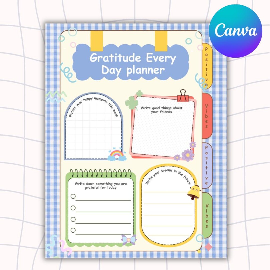 Kids Gratitude Journal, Daily Planner, Positive Affirmations (A4, US ...