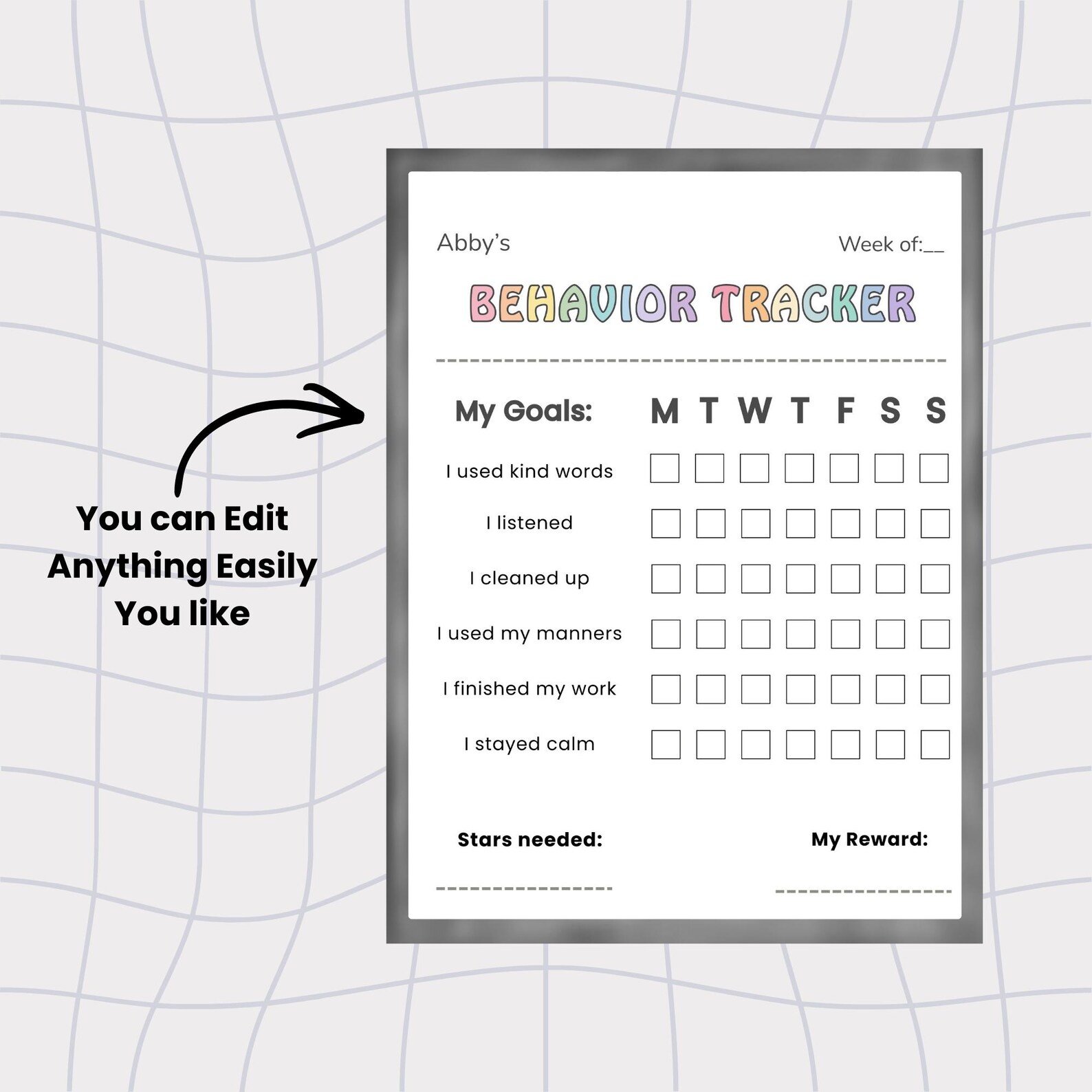 Gentle Parenting Behavior Chart, Kids Reward Tracker (editable PDF ...