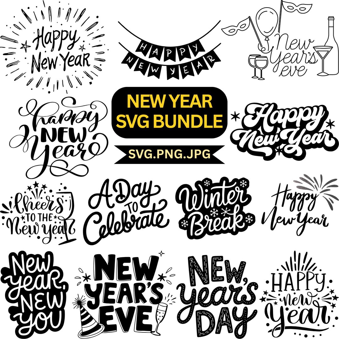 New Year SVG Bundle, NYE Cut Files (digital Download) - Etsy