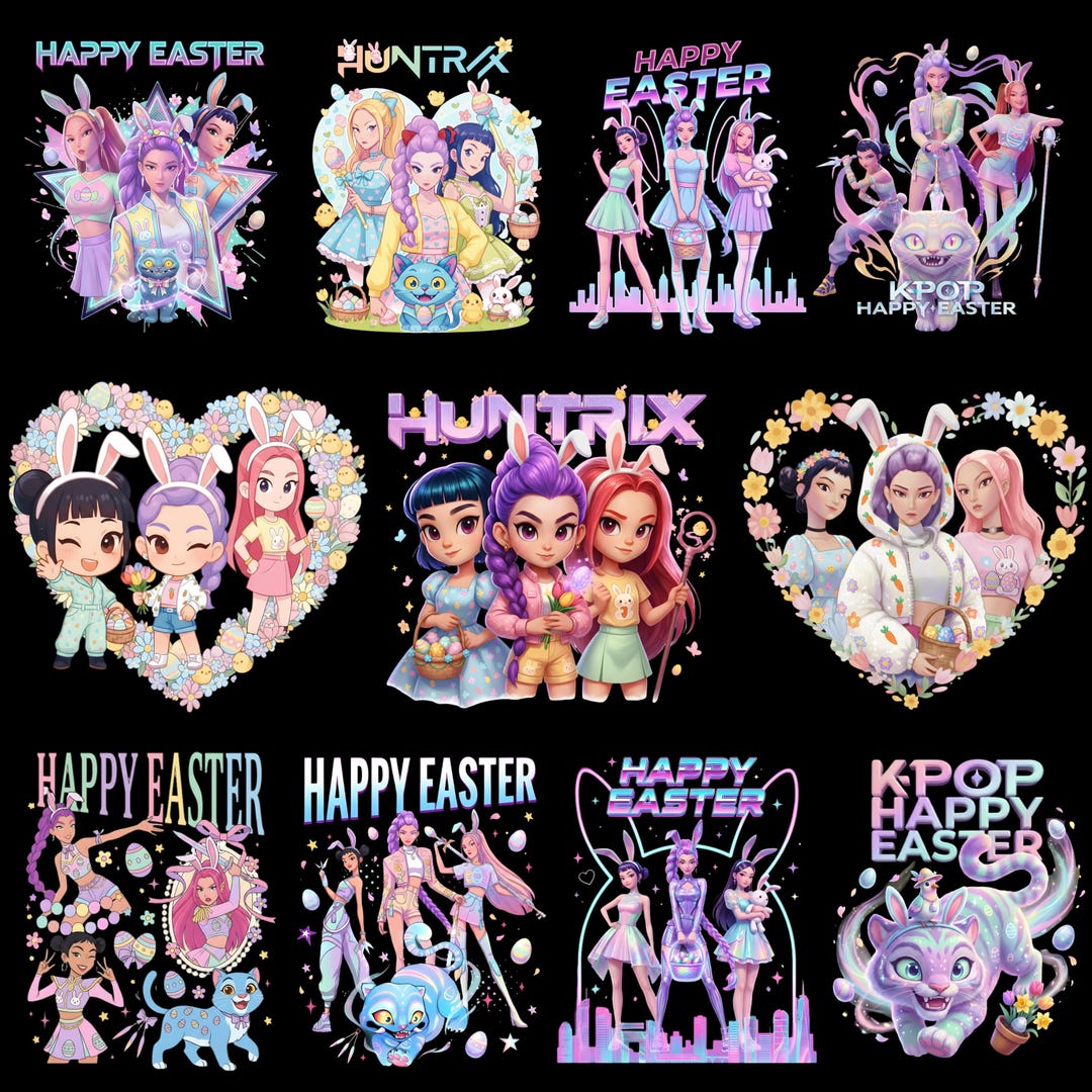 Huntrix K-pop Easter PNG Bundle, Kpop Bunny Girl Clipart (digital ...