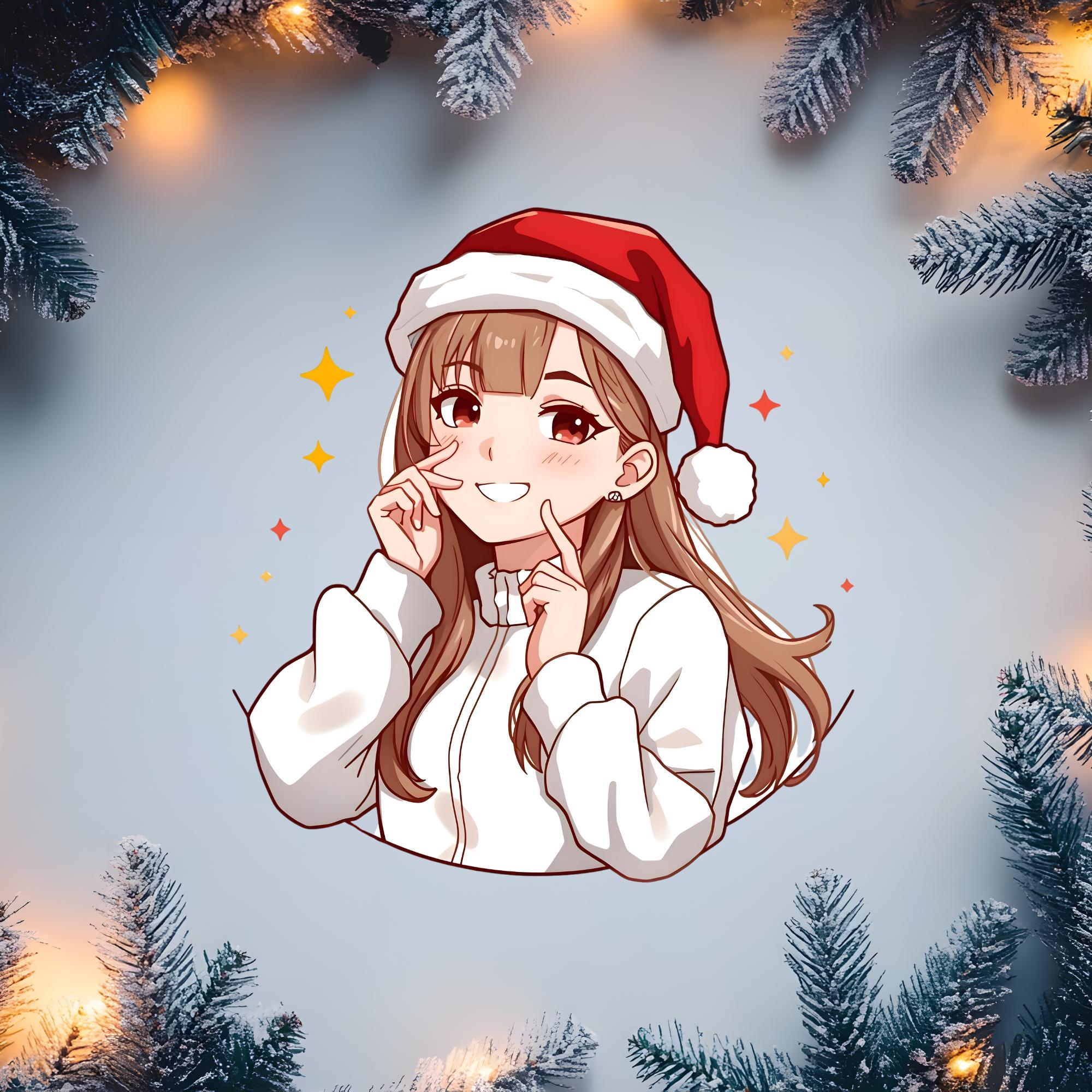 Kawaii Christmas Girl Clip Art PNG Bundle | Holiday Stickers (digital ...