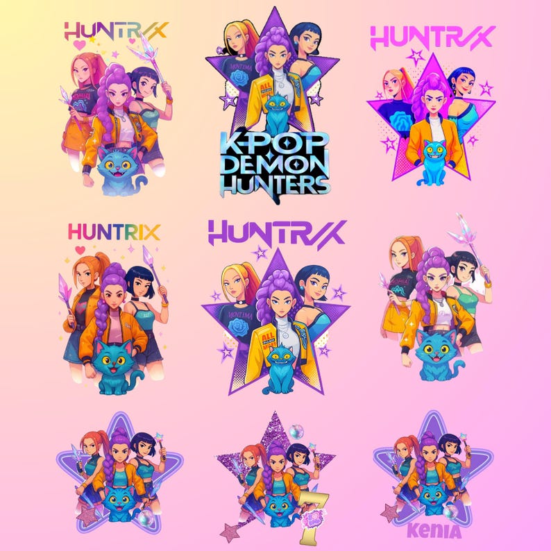 K-pop Demon Hunters PNG Bundle | Huntrix Star Logo Clipart | Anime Girl ...
