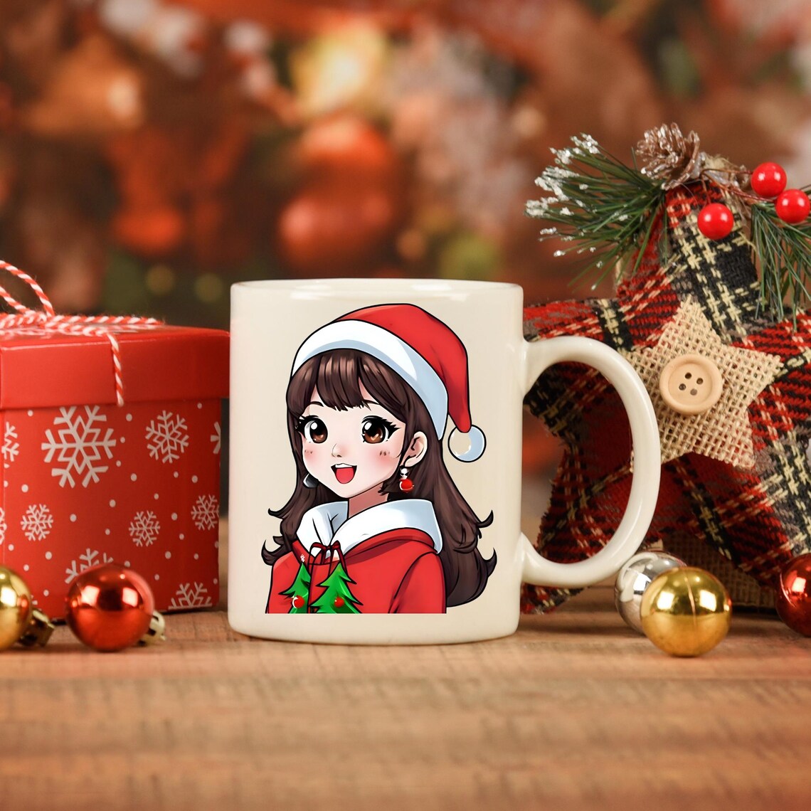 Kawaii Christmas Girl Clip Art PNG Bundle | Holiday Stickers (digital ...