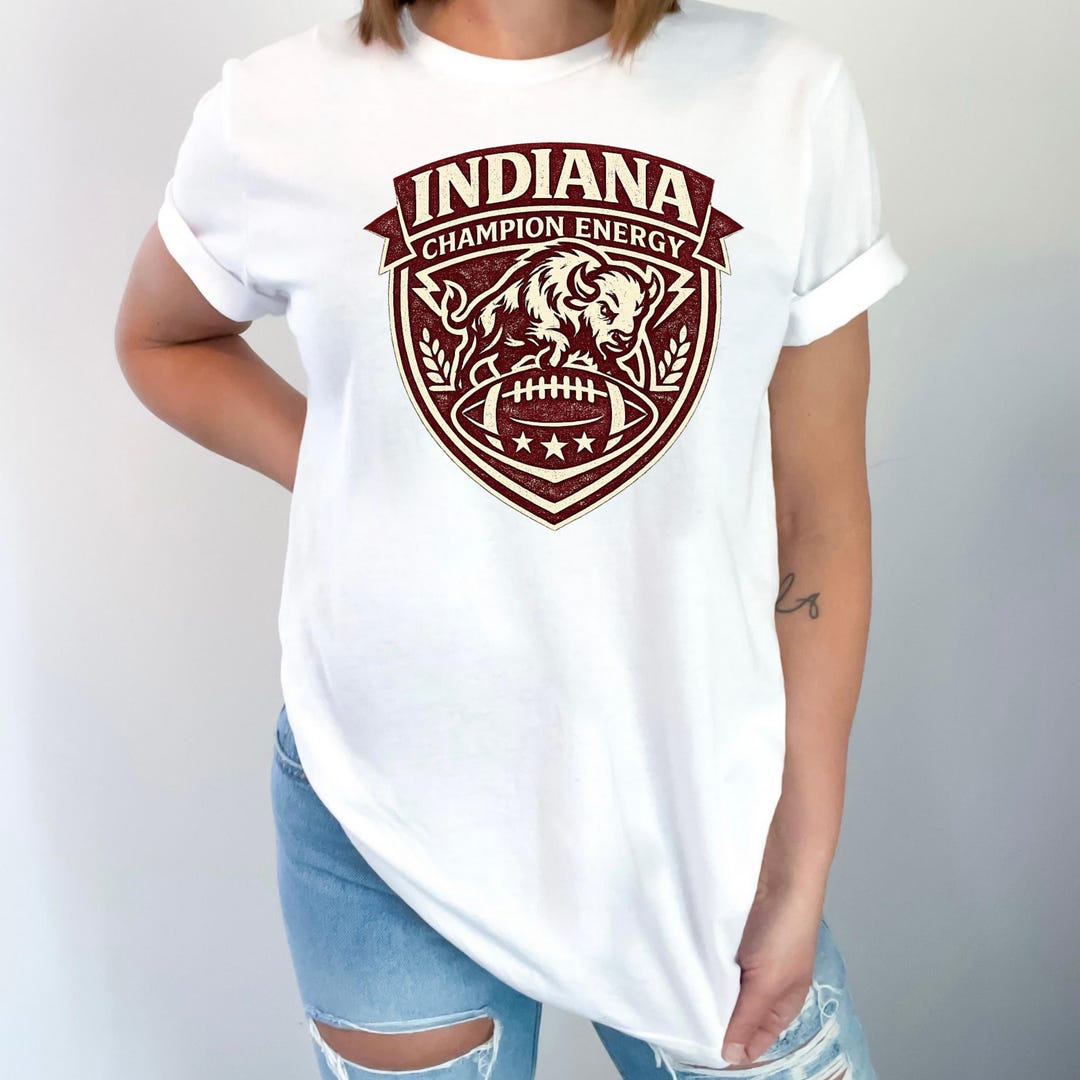Indiana Champion Energy Shirt, Vintage Football Crest Tee, Bison Mascot ...