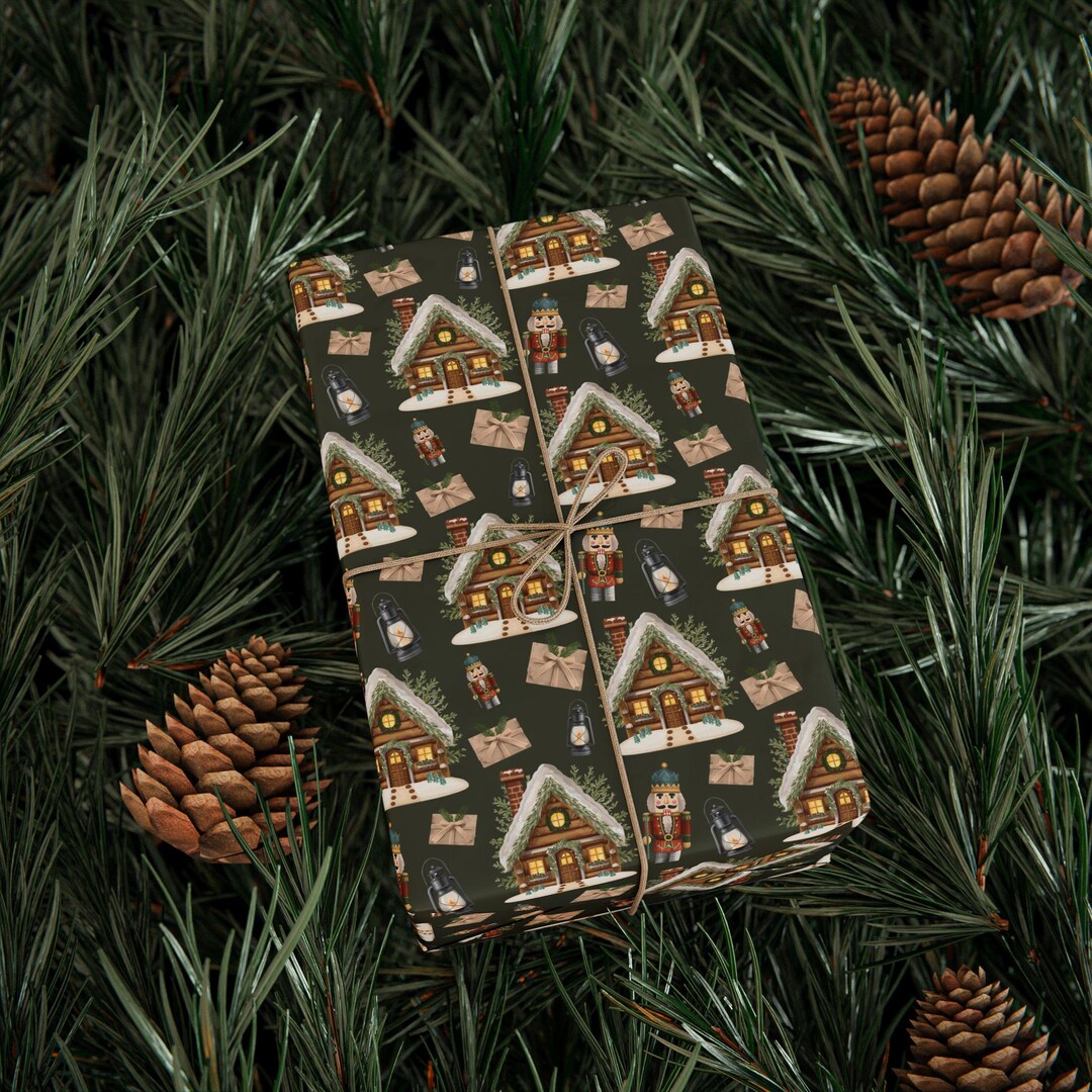 Rustic Christmas Wrapping Papers, Winter Cabin Holiday Gift Wrap ...
