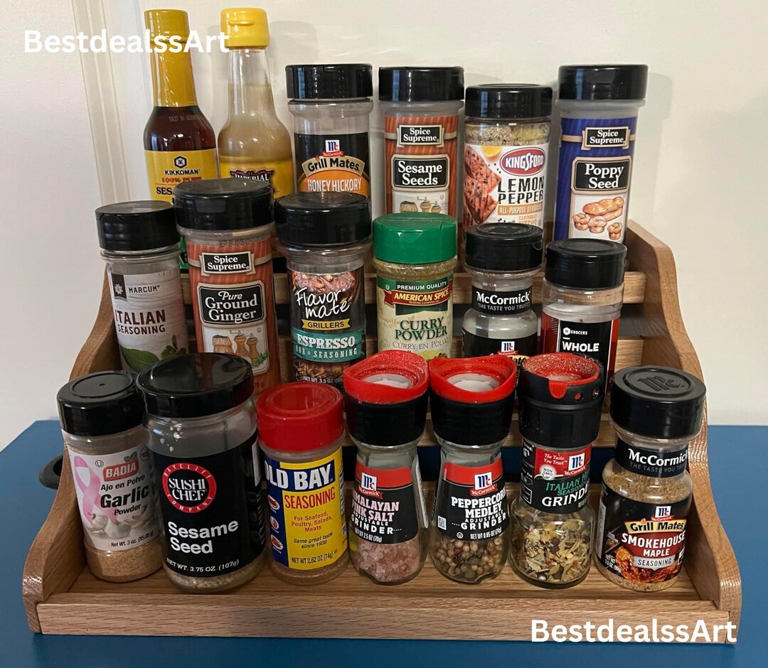Wooden Spice Rack for Counter Top | Kitchen Spice Holder | Wooden Spice ...