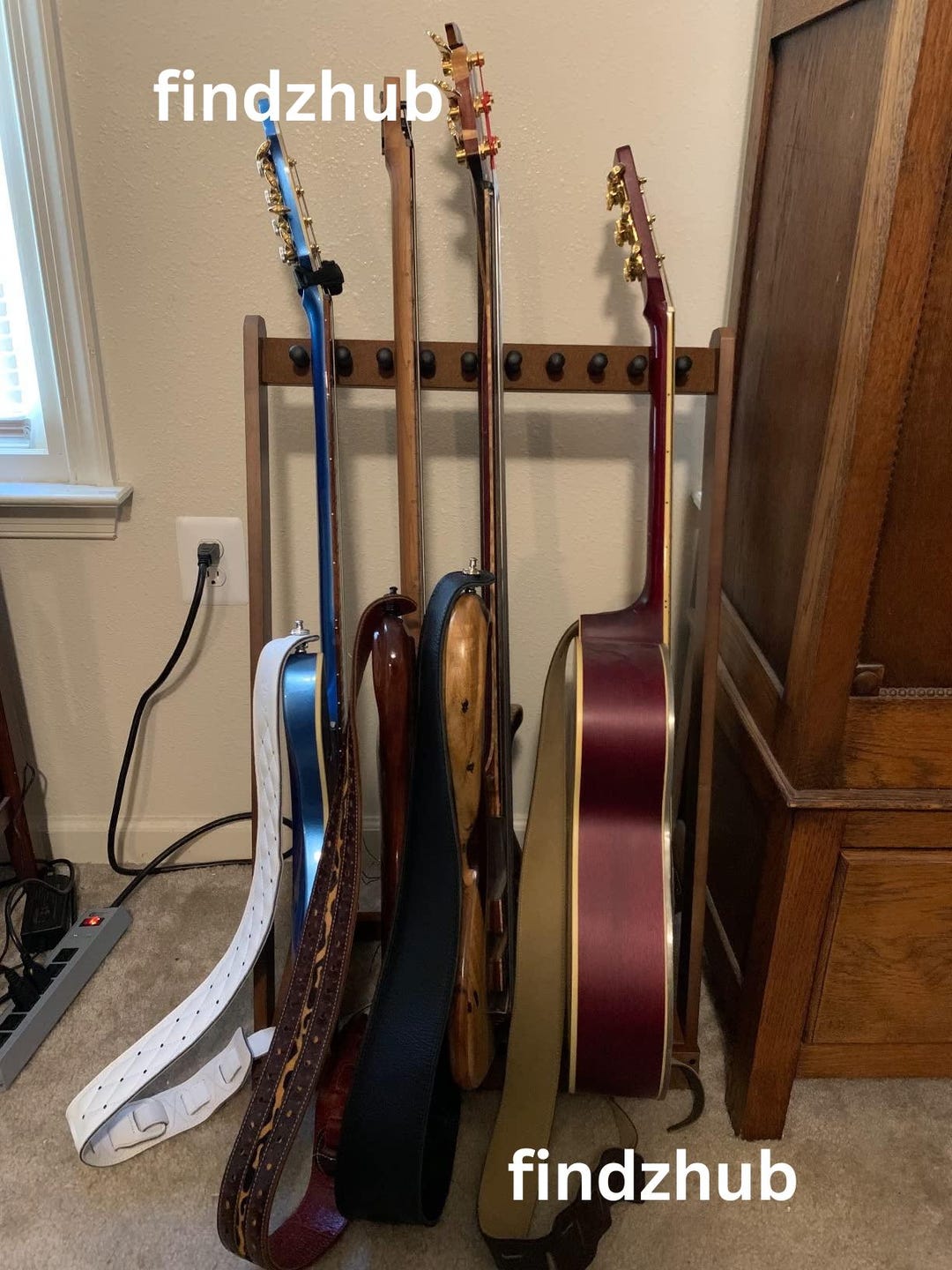 Wooden Floor Multi Guitar Stand | Rustic Guitar Rack | Floor Guitar ...